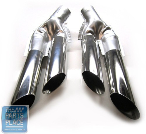 64-65 Pontiac GTO OEM Splitters 2" Polished Stainless Steel Exhaust ...