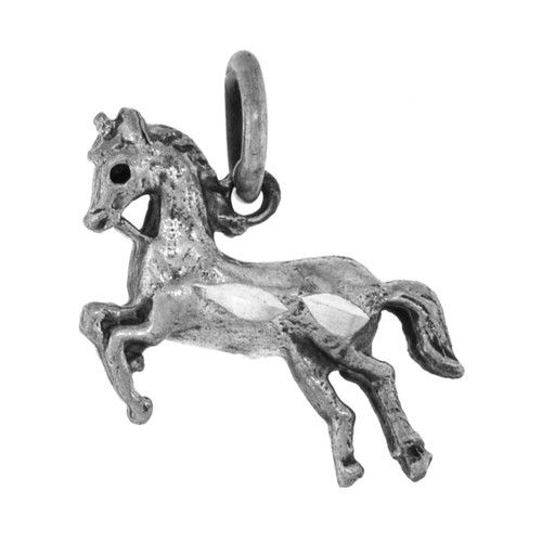 925 Sterling Silver Jumping Horse Pendant Oxidized Finish 1/2 (13mm ...