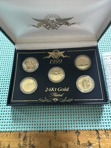 1999 24k Gold Plated Edition, State Quarter Collection, GA NJ CT DE PA ...