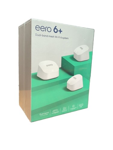 Eero 6+ Dual Band Wi-Fi 6 Router Mesh System - White (3-Pack) Plus 1 ...