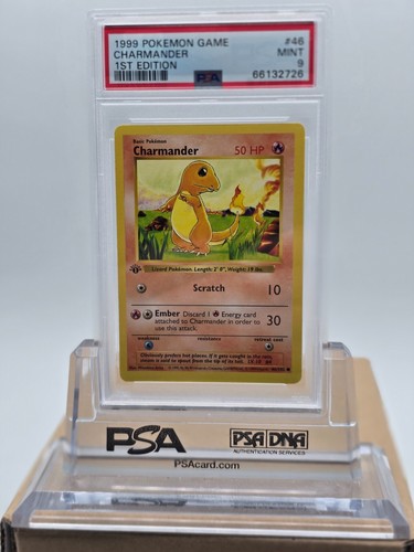 1999 Pokemon Charmander 1st Edition Shadowless Base Set Card 46/ PSA 9 ...
