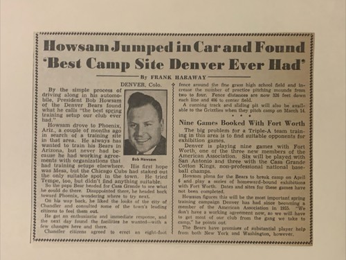 Bob Howsam Denver Bears 1959 Sporting News Baseball 6X5 Panel | eBay