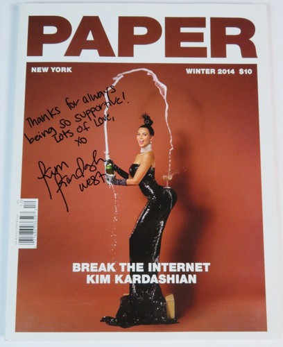 KIM KARDASHIAN Signed Autograph Auto PAPER Break The Internet Magazine ...
