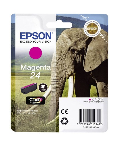 Original Epson 24, Elephant Magenta Ink Cartridge, XP750, XP850, XP950 ...