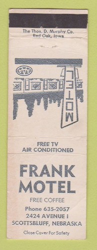 Matchbook Cover - Frank Motel Scottsbluff NE CREASE | eBay