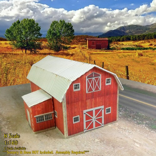 N Scale Building - 23' Tall Medium Size Barn Coverstock Paper Pre Cut ...