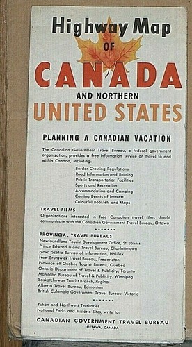 1955 Highway Map of Canada and Northern United States | eBay
