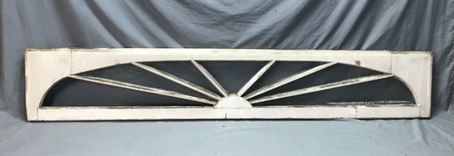 Antique VTG Transom 12x67 Elliptical Privacy Glass Window Sunburst Old ...