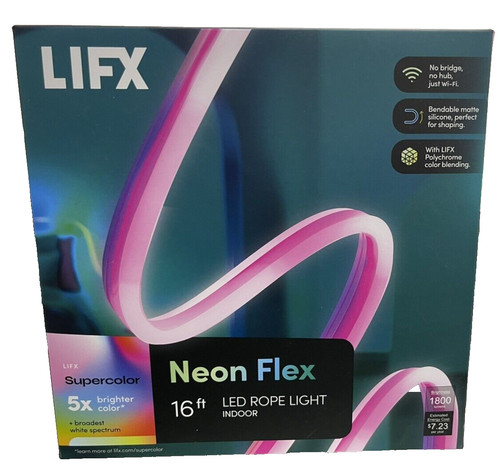 LIFX Neon Flex 16FT Indoor LED Rope Light 1800 Lumens LFXNEON16 - NEW ...