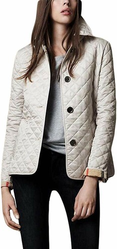 Womens Winter Insulated Checker Quilted Single Breasted Lightweight ...