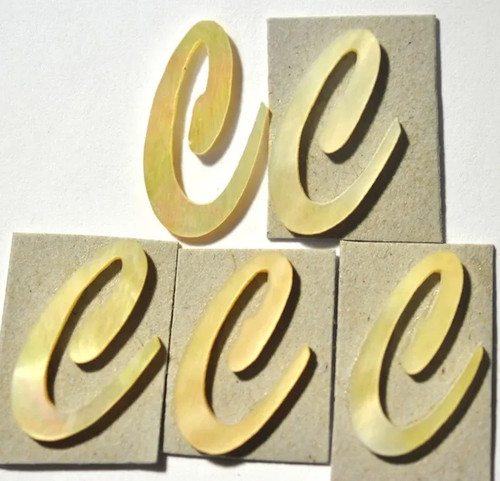 4 Letters of Lowercase T in Paua Abalone 9.1mm x 12.2mm x 1.5mm ...
