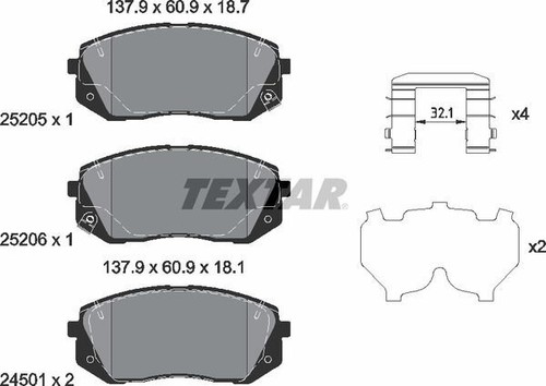 Brake Pads Set BRAKING Pad Front Textar 2520504 a OE Replacement for ...
