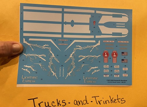 1/25 Revell China Kenworth W900 Lightning Express Decals 2019 Issue | eBay