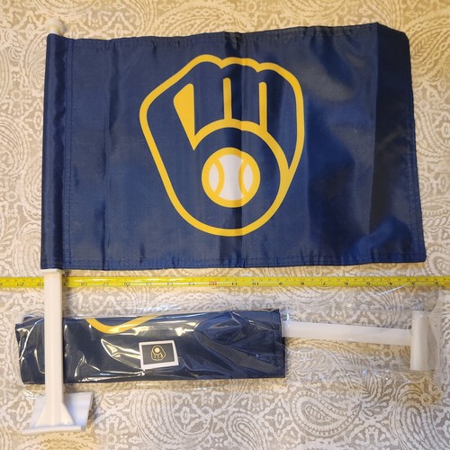 Milwaukee Brewers MLB 12X18 Inch Baseball Car Window 2-Sided Flag Set ...