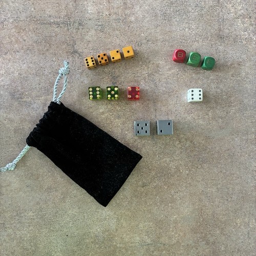 Vintage Lot-11 Game Pieces. Numbered Dice & Letter Dice. Chrome, Wood ...
