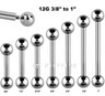 12G 10G 316L Surgical Steel Curved Barbell with Ball End 3/8" 7/16" 1/2 ...
