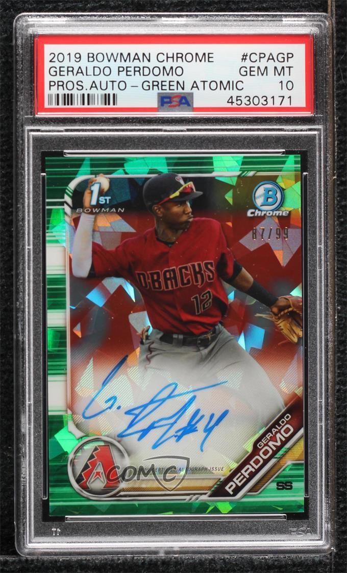 Geraldo Perdomo 2019 Bowman Chrome #CPA-GP Prospect Auto - Green Atomic ...