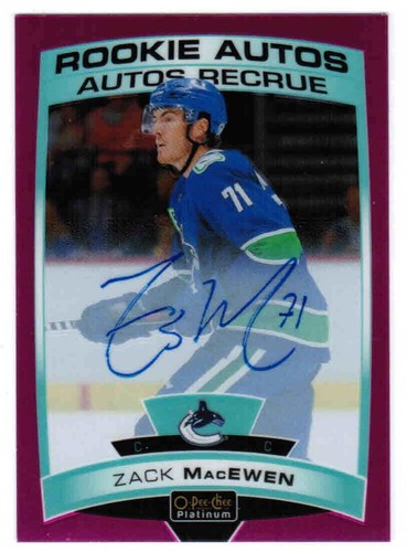 19/20 2019 O-PEE-CHEE PLATINUM ZACK MACEWEN R-ZM ROOKIE AUTO MATTE PINK ...