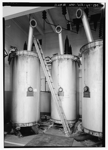 130. View, looking northeast, into transformer bay no. 2 showing three ...