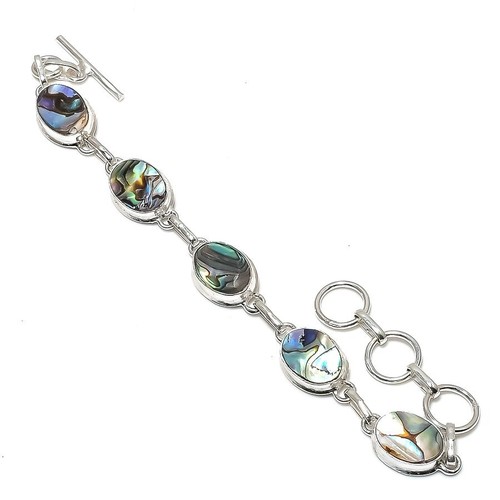 Natural Abalone Shell Gemstone 925 Sterling Silver Jwelery Bracelet ...