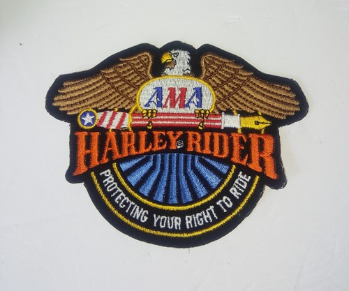 Vintage Harley Motorcycle Rider AMA Patch Eagle American Protecting Right 2 Ride | eBay