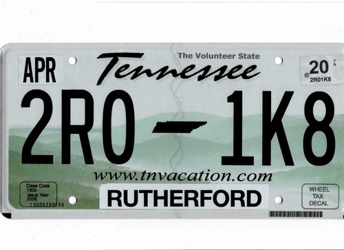 TENNESSEE passenger 2020 license plate "2R0 1K8" **NATURAL**MINT ...