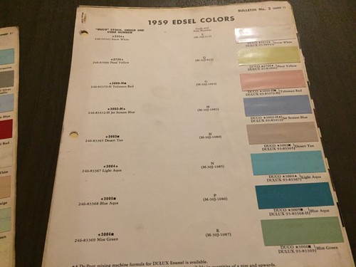 1959. EDSEL PAINT CHIP CHART. ORIGINAL | eBay