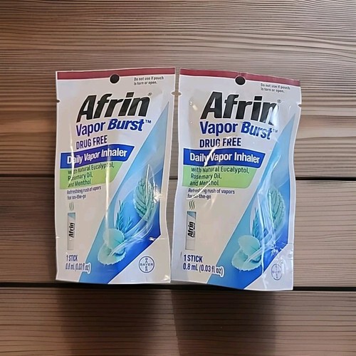 2x AFRIN Vapor Burst Stick 0.8 ml - Rosemary, Eucalyptus Sealed New Exp ...