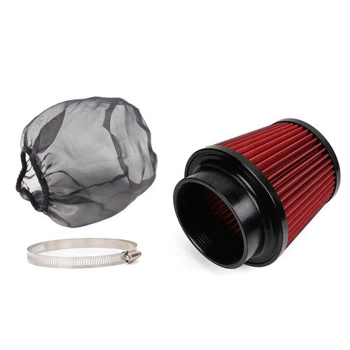 4" 100mm Red Inlet Car Truck Air Intake Cone Dry Air Filter w/ Filter ...