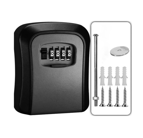 Wall Mounted Key Safe, 4 Combination Key Safe Outdoor Security Key Lock ...