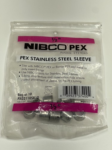 NIBCO 1/2" PEX Crimp Stainless Steel Sleeves - PX02110 - 10 PACK | eBay