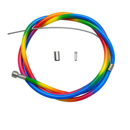 BICYCLE BIKE 1 DOUBLE SHEATH HOUSING 60" + 1 BRAKE CABLE 68" RAINBOW ...