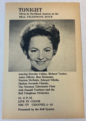 1965 Bell Telephone Hour NBC tv ad ~ OLIVIA de HAVILLAND | eBay
