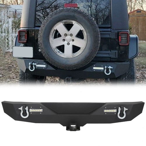 Textured Rear Bumper w/D Rings & 2" Receiver For 07-18 Jeep Wrangler JK ...