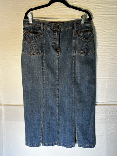 No Fuze Jeans 90s Vintage Long Denim Paneled Maxi Skirt Size Large Jean ...