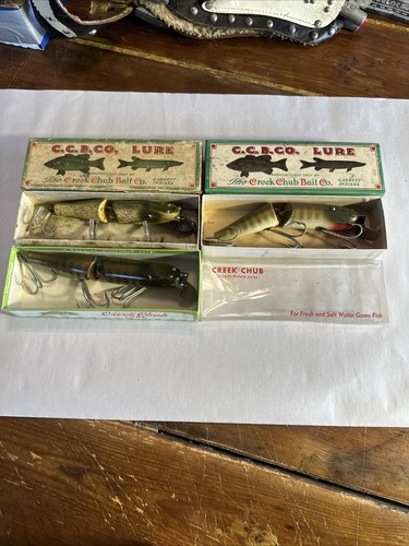 Lot Of 3 Vtg CREEK CHUB BAIT JNT SNOOK PIKIE No. 5500 FISHING LUREs In ...
