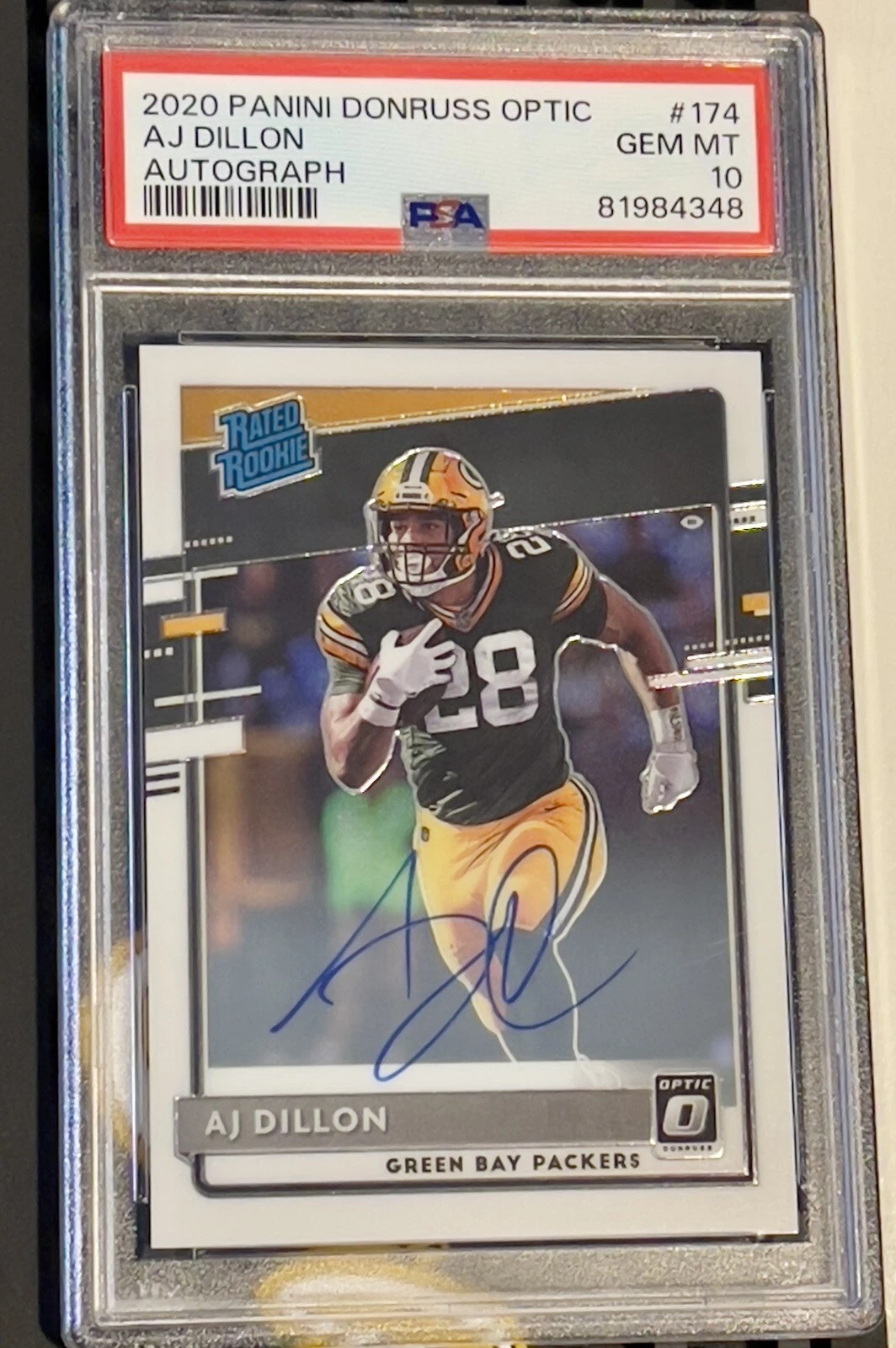AJ Dillon 2020 Optic #174 Rated Rookie Autographs /150 Price Guide ...