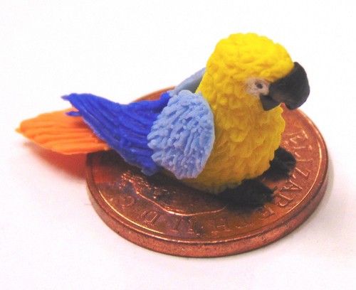 Small Yellow Clay Parrot Tumdee 1:12 Scale Dolls House Bird Pet ...