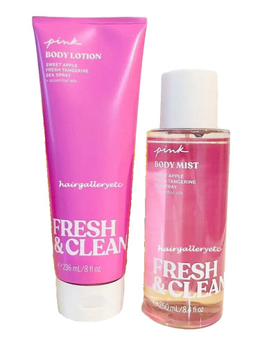 NEW Victoria's Secret PINK Fresh & Clean Body Mist & Lotion Set of 2 ...