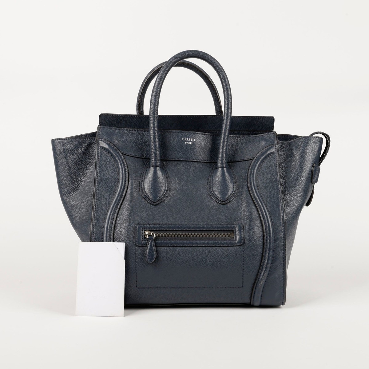 Mini Equipaje De Celine Serrano Taupe Saffiano Calfskin Bag | DIVLOS
