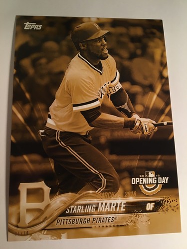 2018 Topps Opening Day 5x7 Jumbo Starling Marte Pirates 84 Gold 01/10 ...