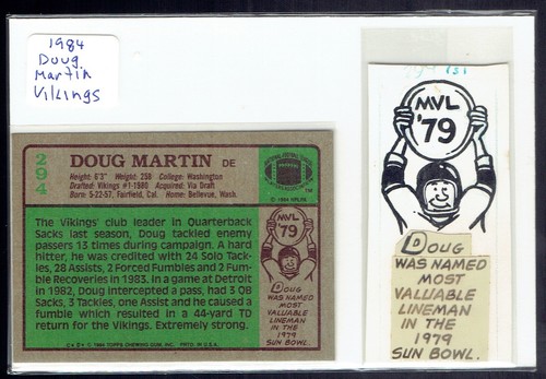 1984 Doug Martin #294 Topps Vault Original Cartoon Art Proof Vikings 1/ ...