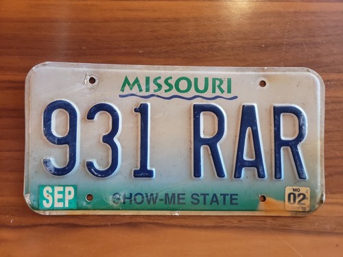 Vintage 2002 MISSOURI SHOW - ME STATE License Plate 931 RAR | eBay
