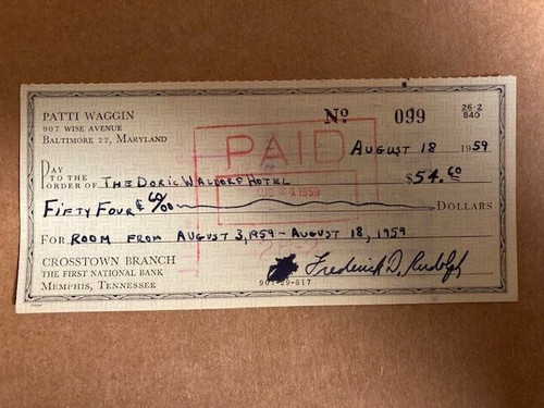 Don (Frederick) Rudolph Signed Check 1959 White Sox d.1968(Patti Waggin ...