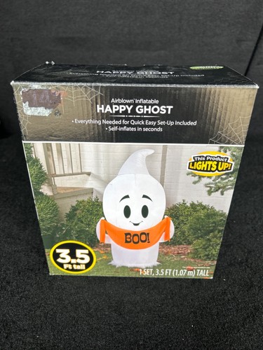 3-Ft Tall "BOO" Ghost Indoor/Outdoor Halloween Lighted Airblown ...