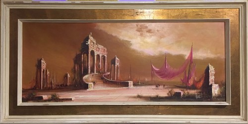 G HINTE STUNNING 1968 MIDCENTURY SURREALIST OIL PAINTING Rare ...