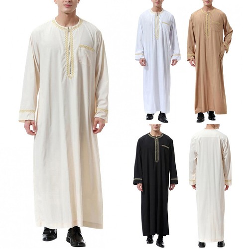 Mens Muslim Clothing Dishdash Robe Jubba Kaftan Muslim Clothing Thobe ...