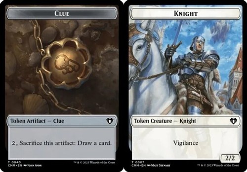 MTG Clue (0040) // Knight (0007) Double-Sided Token - Foil NM-Mint ...