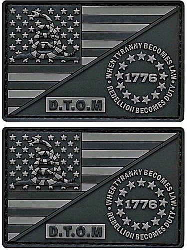 Gadsden D.T.O.M 1776 Tyranny Liberty USA Flag PVC PATCH | 2PC HOOK 3" X ...