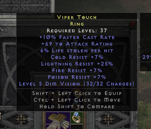 Diablo 2: Resurrected: 10% FCR/6% LL/69AR/Quad Resists Ring - D2R PC NL ...